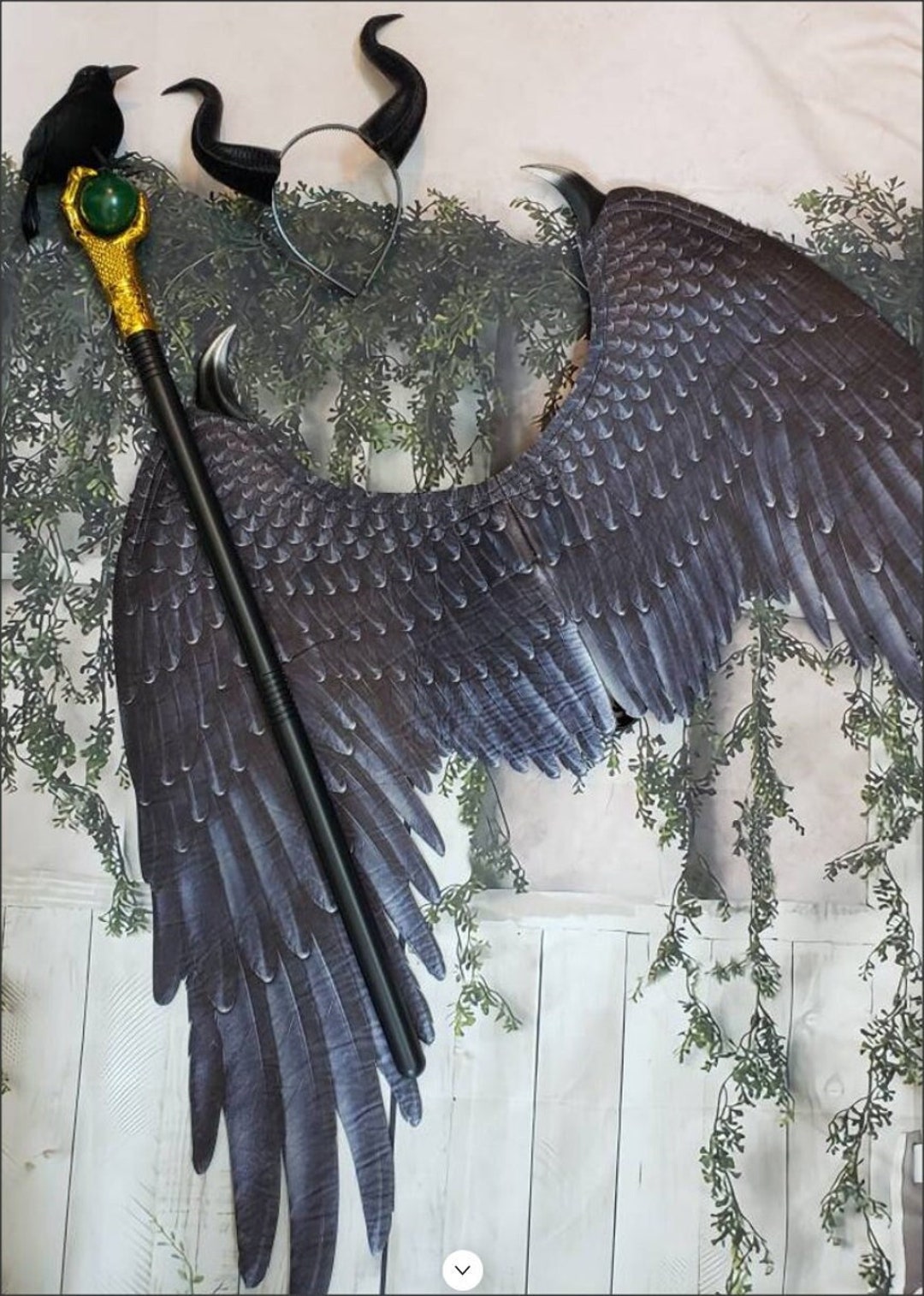 Child Maleficent Costume Accessories: Horns, Wings & Raven Staff - Etsy