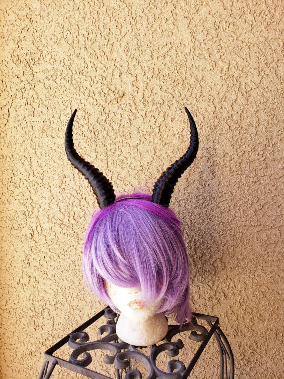 Gazelle Horned Headband Elvish Larp Headdress Black Animal Horns 3D ...