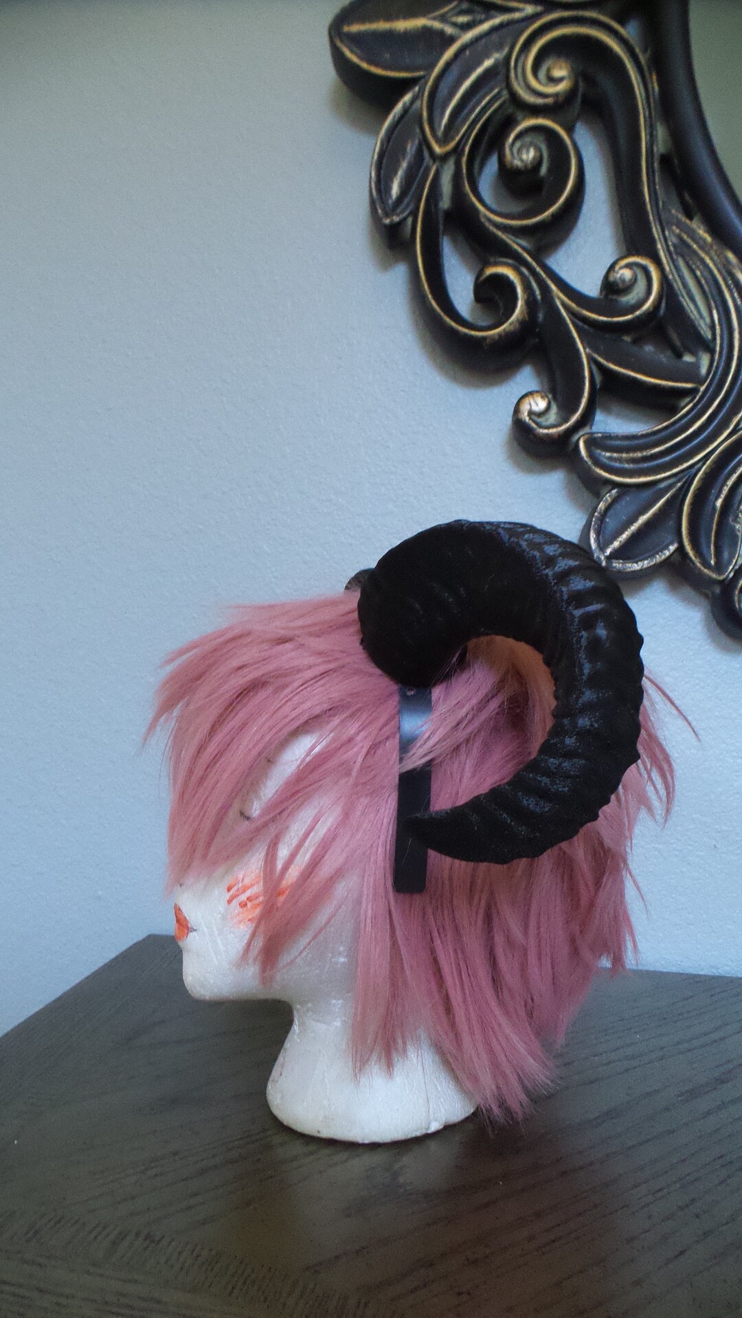 3D Printed Black Ram Horns Headband: Cosplay Costume Horns - Etsy