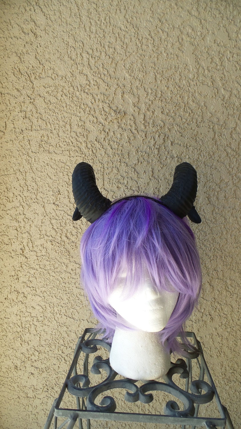 3D Printed Black Ram Horns Headband, Cosplay Costume Horns - Etsy