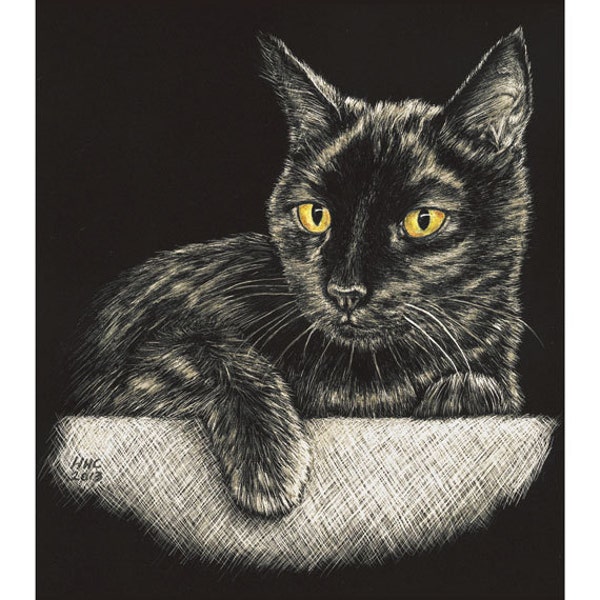 Scratchboard Animal Art - Etsy