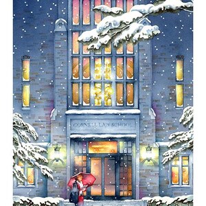 Cornell Law School Winter Watercolor Print: Myron Taylor Hall Art - Etsy