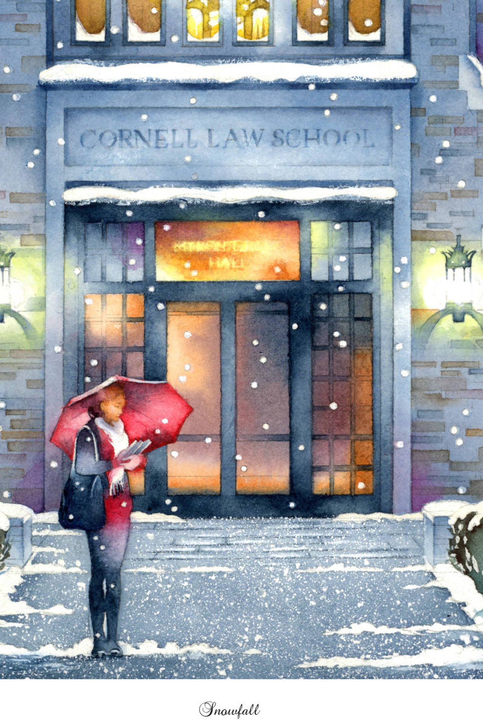 Cornell Law School Winter Watercolor Print: Myron Taylor Hall Art - Etsy