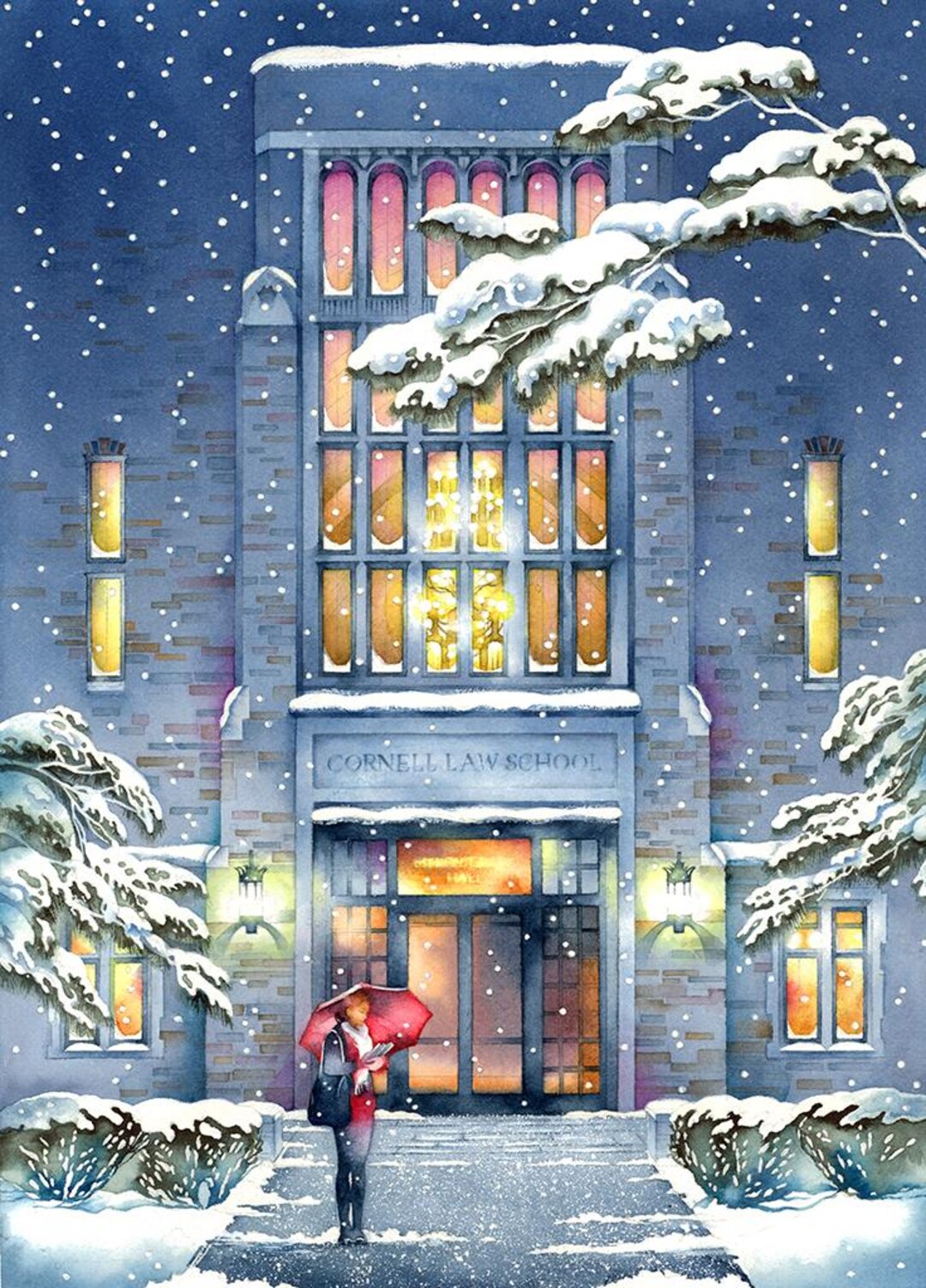 Cornell Law School Winter Watercolor Print: Myron Taylor Hall Art - Etsy