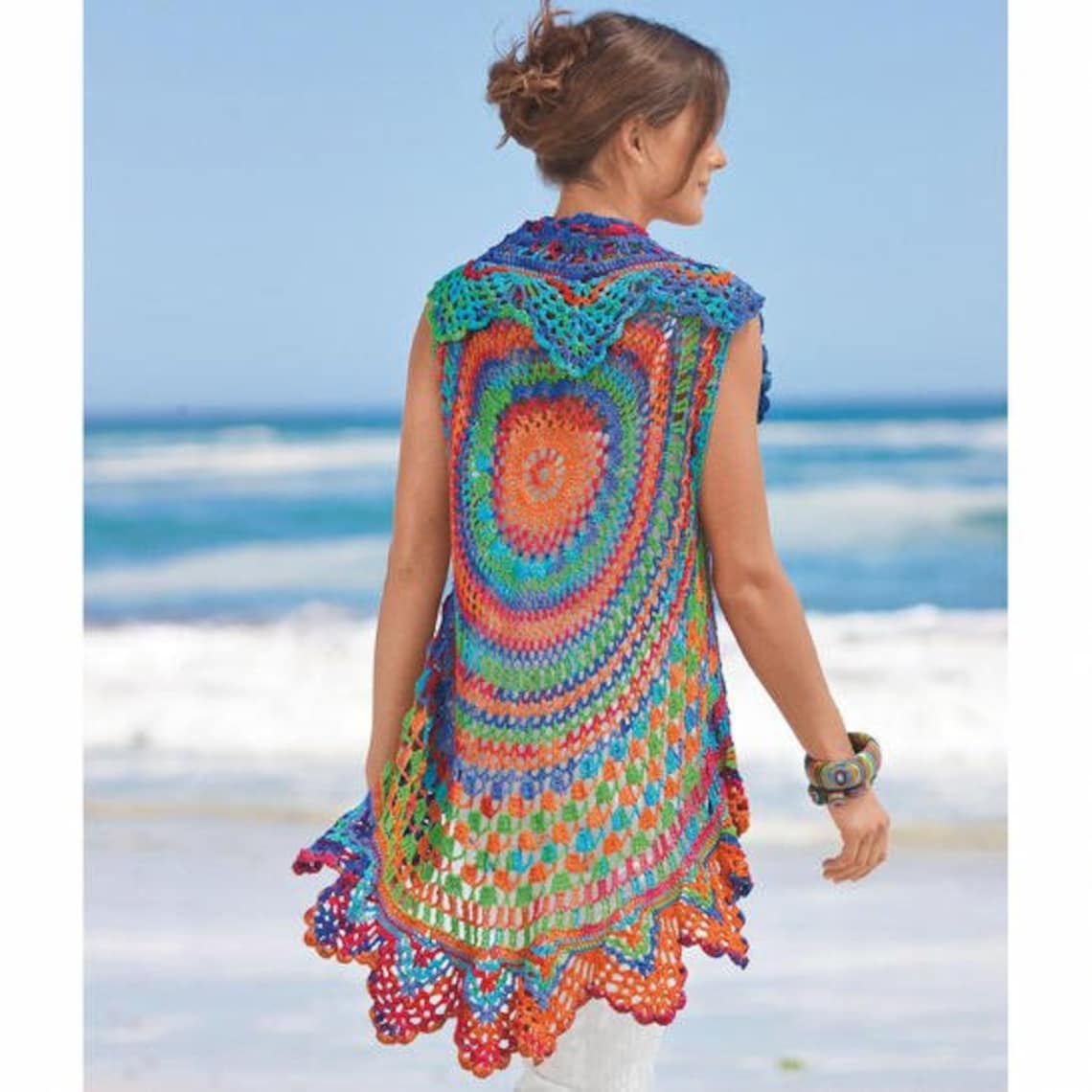 Crochet Vest PATTERN, Round Vest, CHART +basic Instructions in English ...