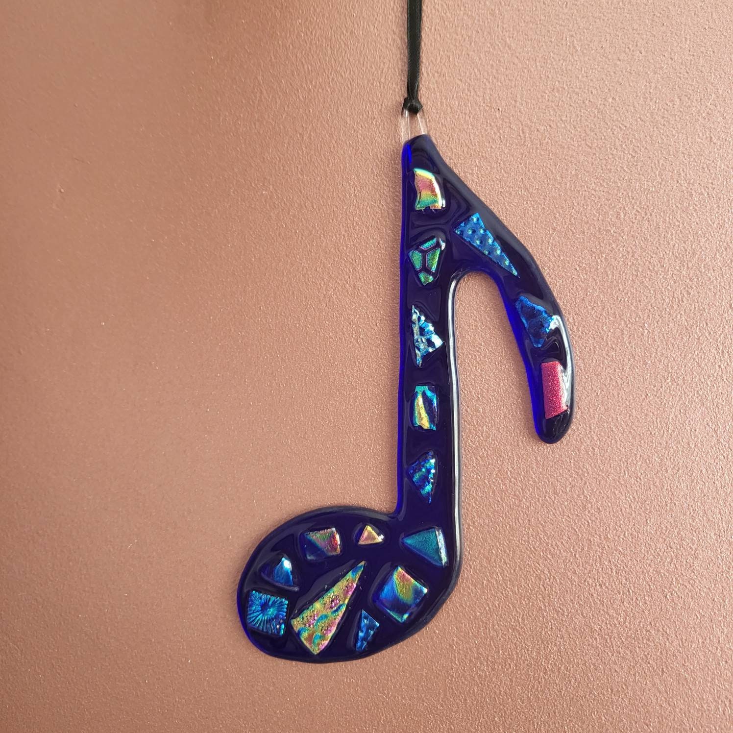Blue Dichroic Fused Glass Music Note Sun Catcher Decoration - Etsy