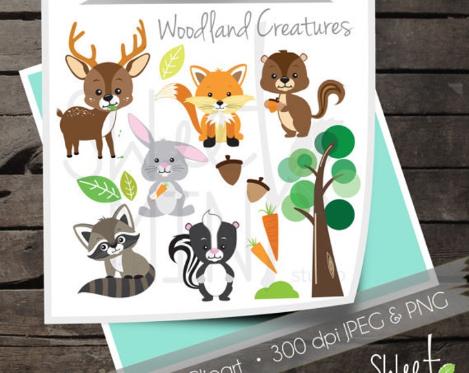 Woodland Creatures Digital Clipart, Woodland Animal Clip Art, Forest ...