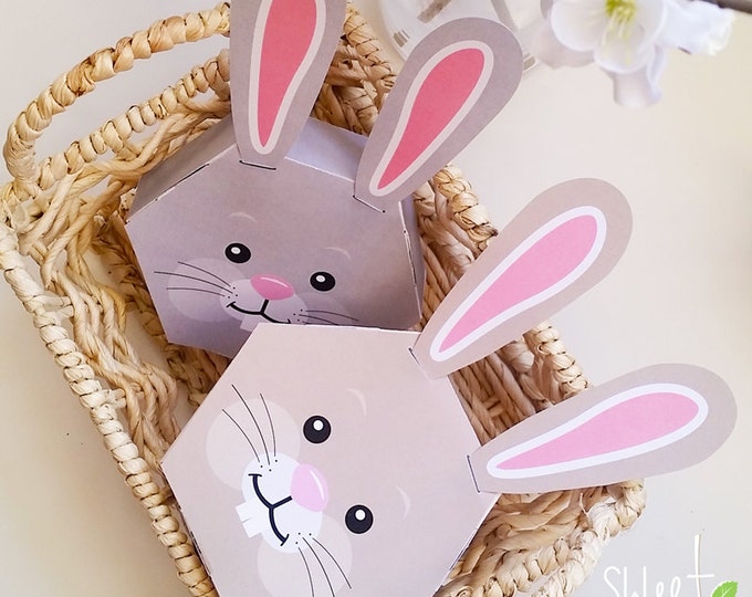 Printable Bunny Box, DIY Digital Download, Rabbit Party Favor, Gift Box ...