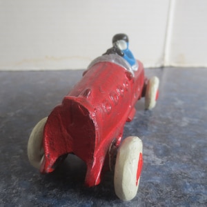 Vintage Hand Painted Cast Iron Race Car Driver Toy Art Figurine. **FREE ...