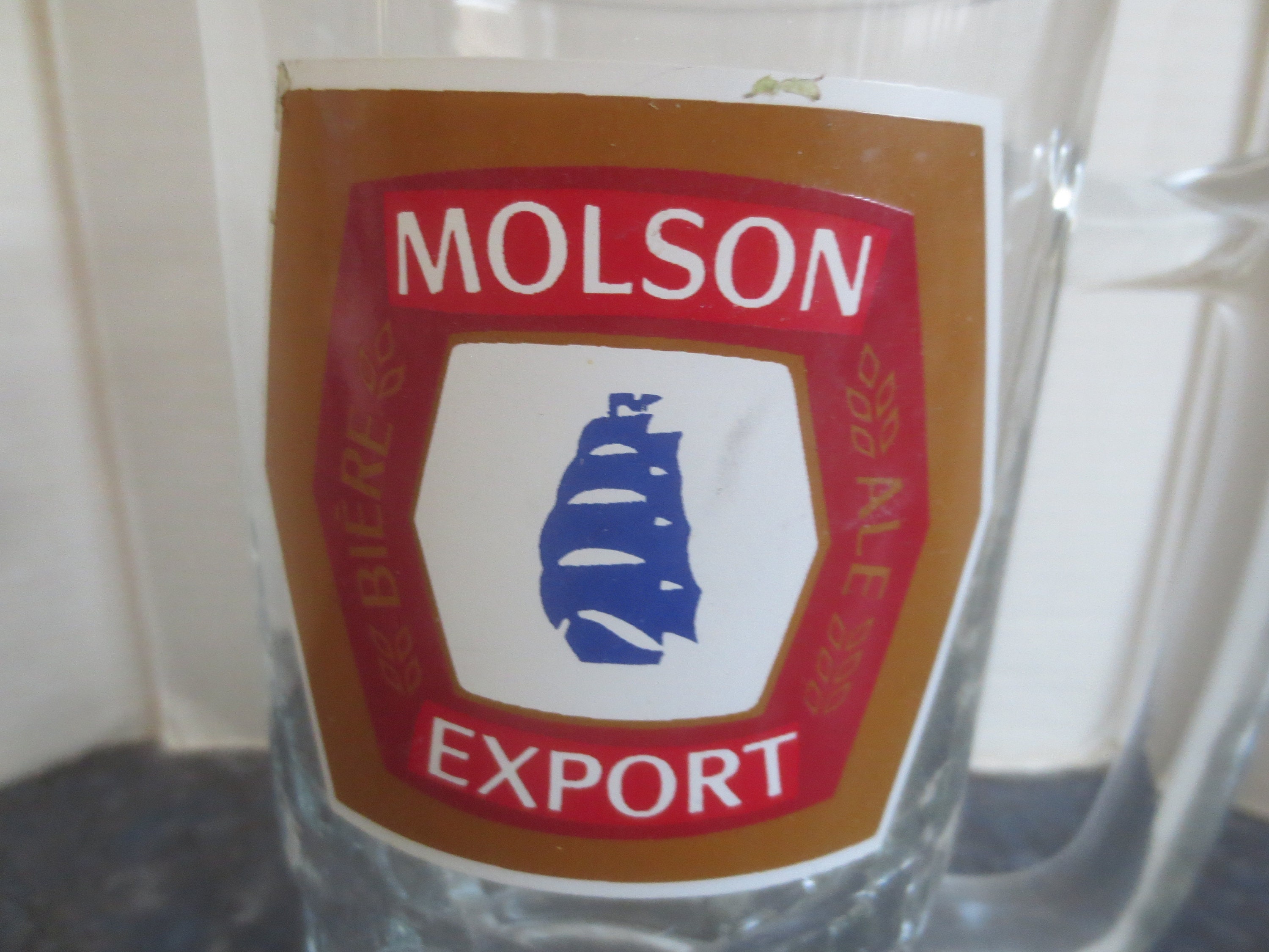 Vintage Large Tall Thick Heavy Glass Molson Export Ale Beer Stein Mug ...