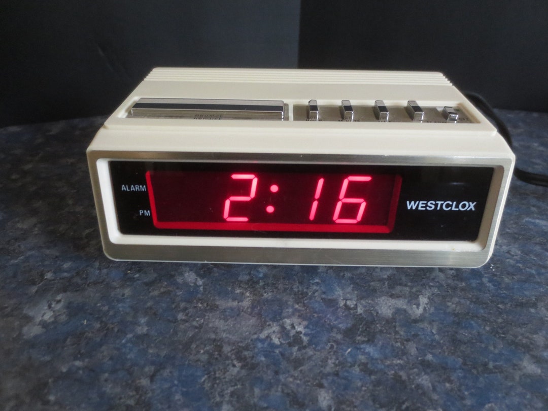 Vintage Retro Old School 80's Chic Slick Sleek White Westclox Red LED ...