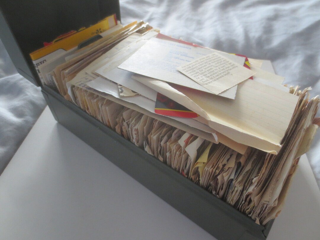 Vintage Mid Century Modern Oxford Canada Metal Index Card Holder Loaded ...