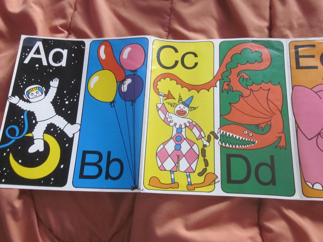 Rare Vintage 1971 Jan Pienkowski's ABC Alphabet School Wall Color Press ...