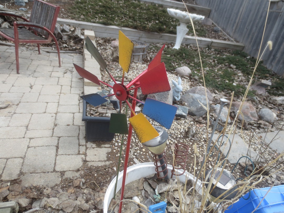 Vintage Fun Metal Mini Pinwheel Windmill Barnyard Weather Vane Garden ...