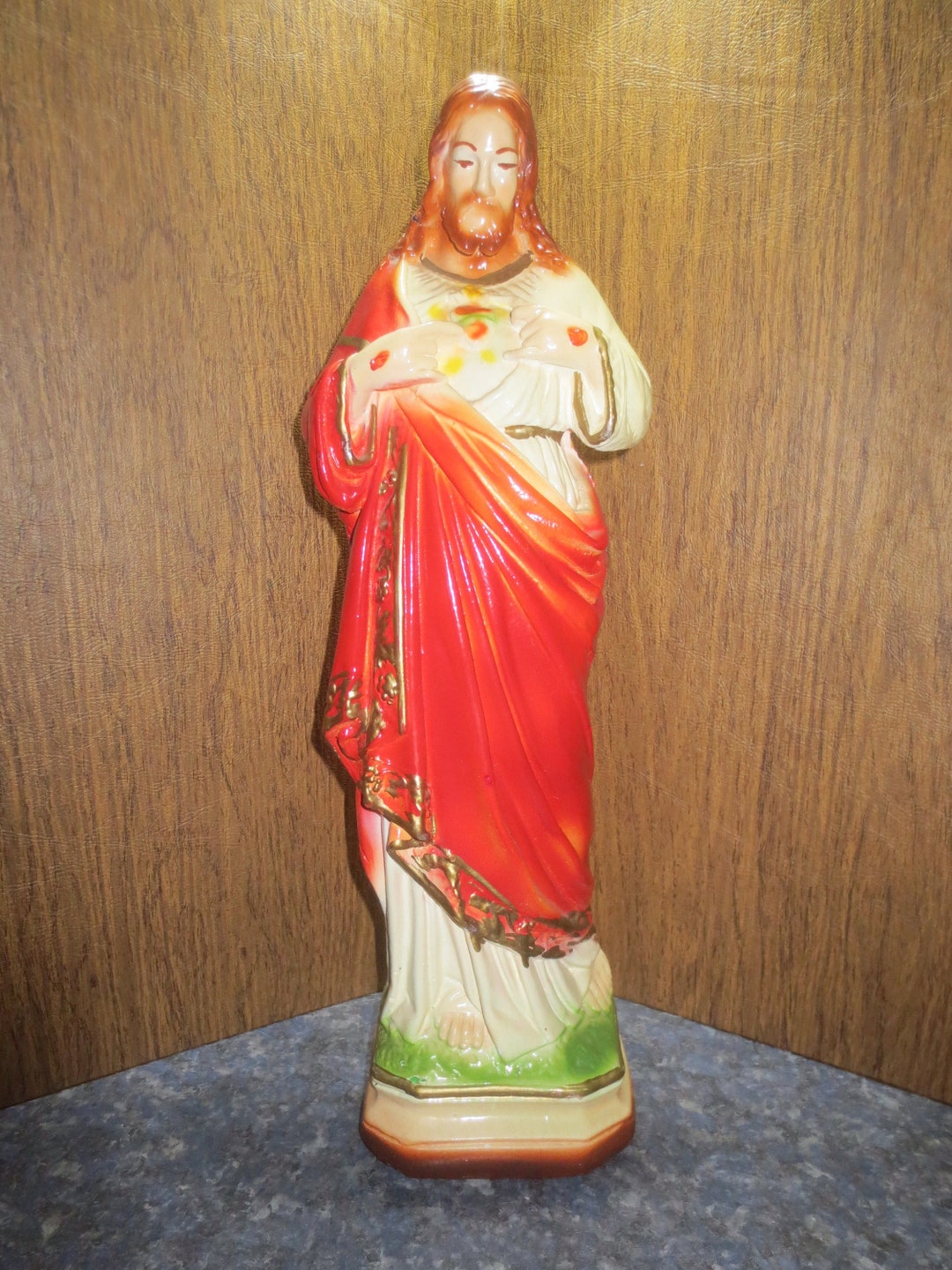 Vintage Mid Century Atomic Age 1950's Jesus Sacred Heart Tall Religious ...