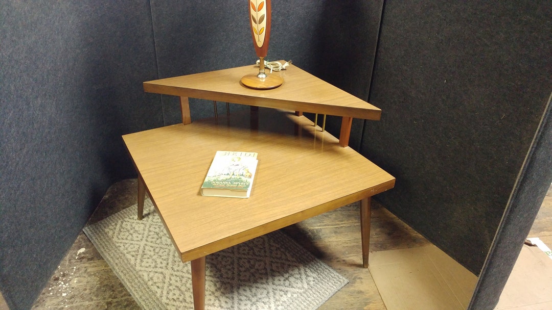 Vintage Mid Century Modern Atomic Age Era Corner End Table With Corner ...
