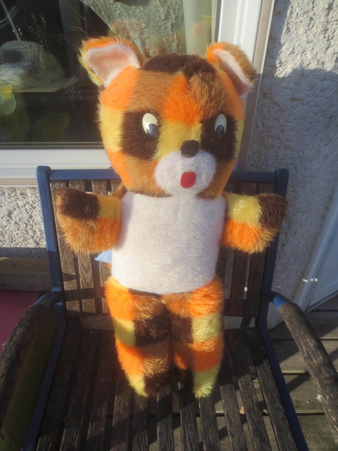 Vintage Mid Century 1970's Large Carnival Fair Plush Checkered Teddy ...