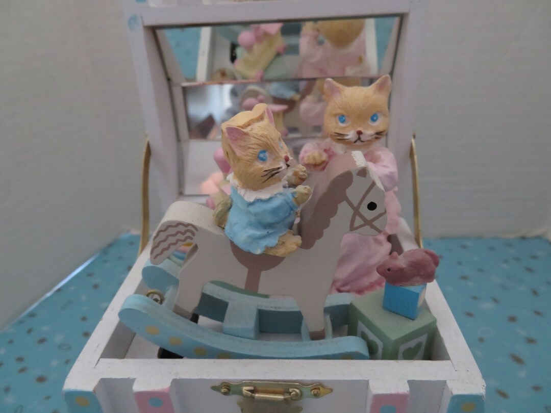 Rare Vintage 1989 Enesco "toy Land" Rocking Horse Cat Music Box Plays ...