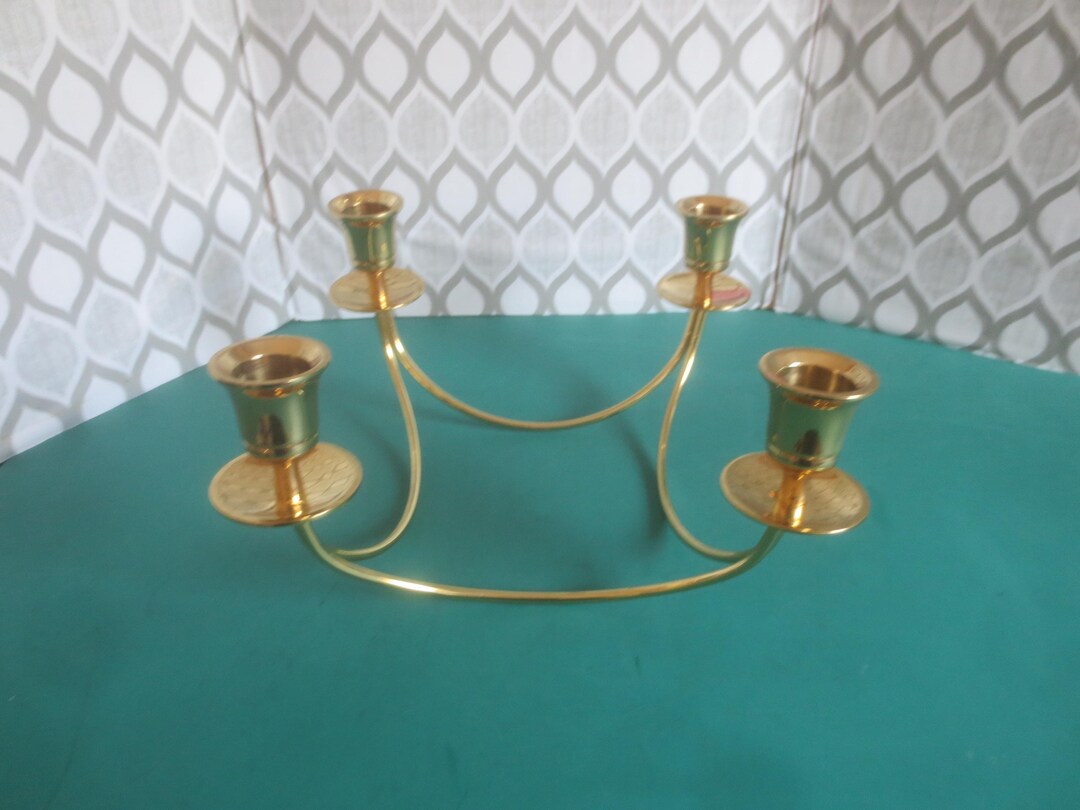Vintage Mid Century Minimalist Modern Brass 4 Candle Quartet Holder ...