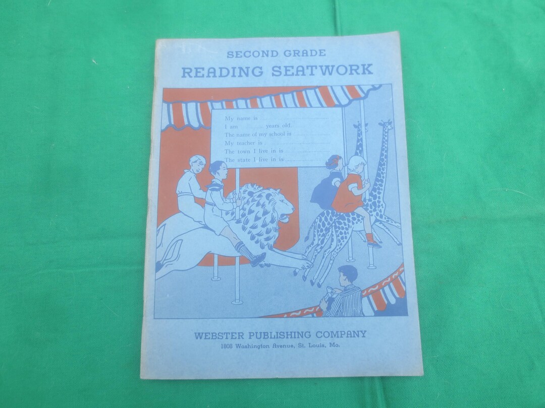 Extremely Rare Vintage Original 1934 Second Grade Reading Seatwork Work ...