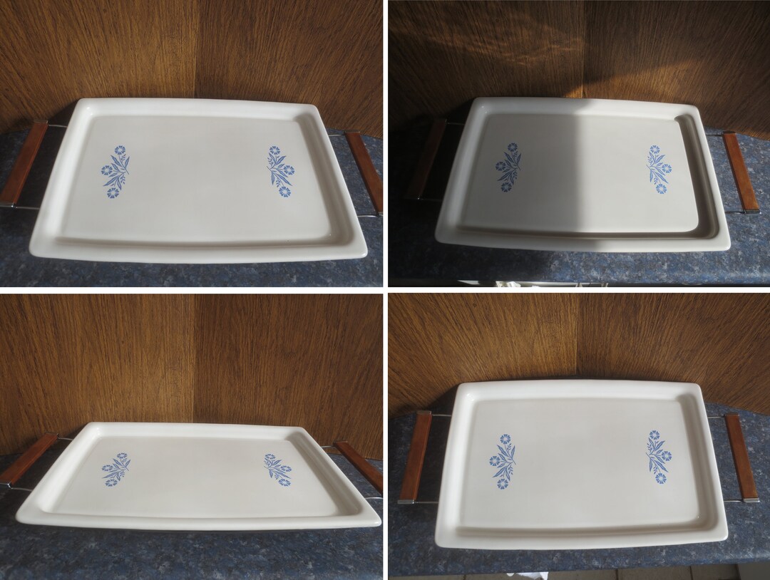 Vintage Mid Century Corning Ware Blue Flower Cooking and Serving Tray ...