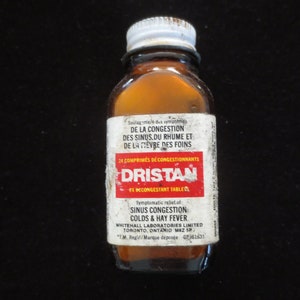 Rare Vintage Dristan Decongestant Tablets Amber Glass DISPLAY | Etsy