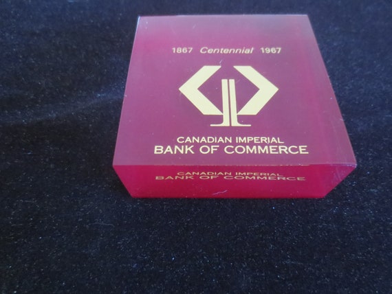 Rare Vintage 1967 CIBC Centennial Acrylic Lucite Paperweight - Etsy