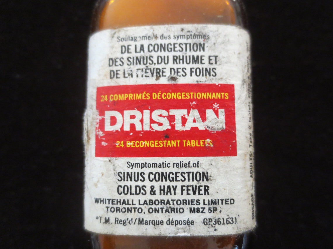 Rare Vintage Dristan Decongestant Tablets Amber Glass DISPLAY | Etsy