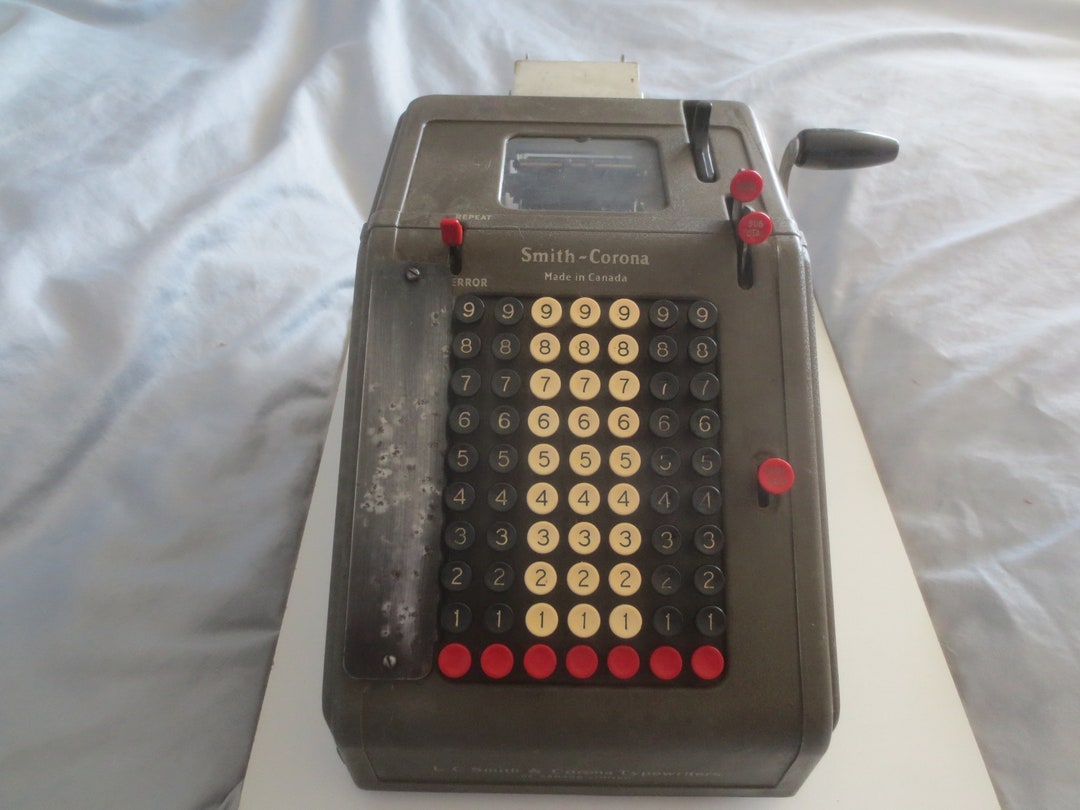 Vintage Smith Corona Hand Crank Adding Machine Calculator Made in ...