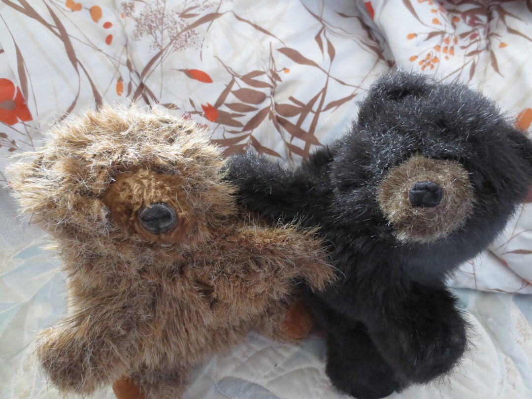 2 Vintage Folkmanis Furry Folk Puppets Black and Brown Bears Hand ...