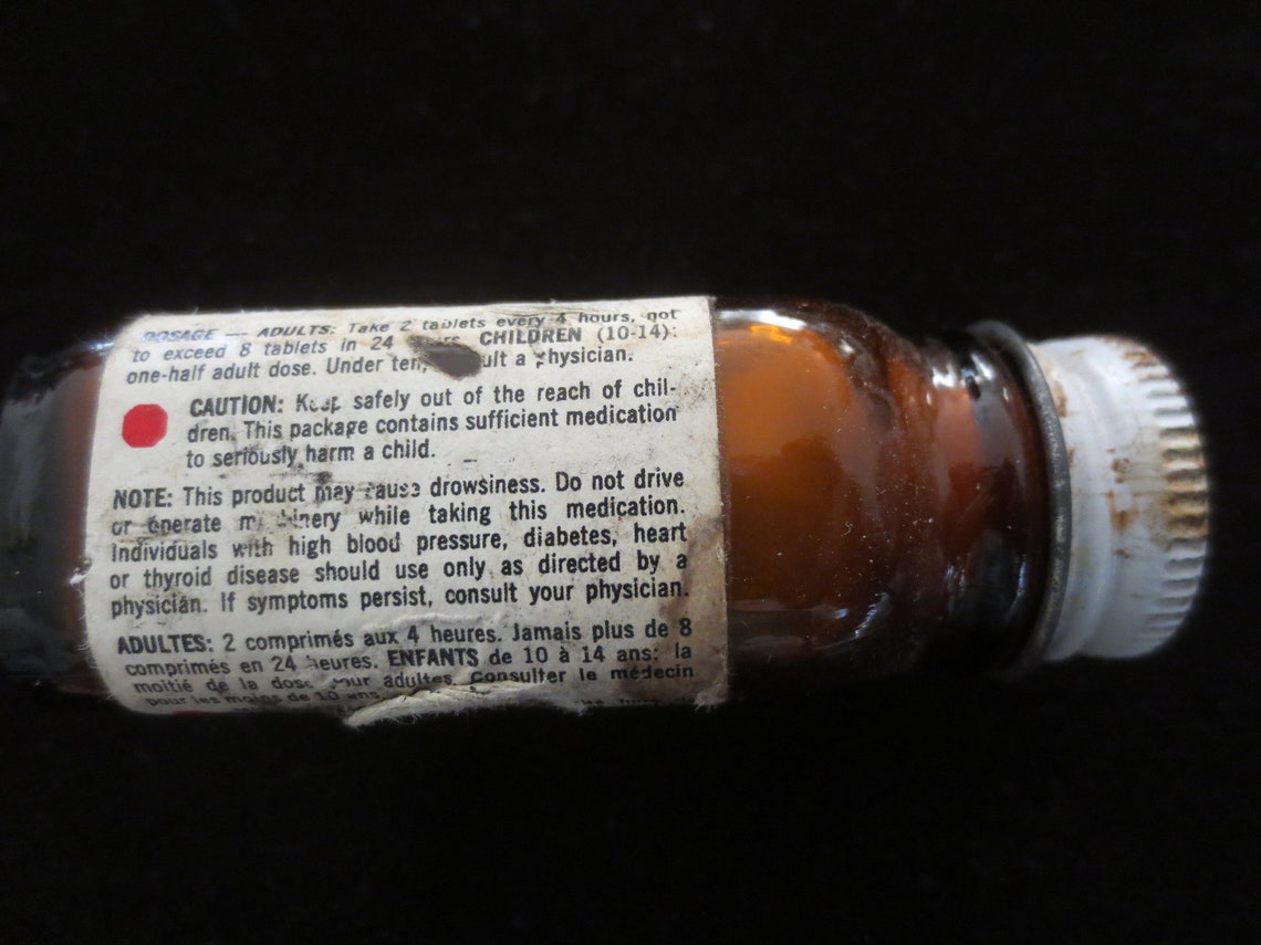 Rare Vintage Dristan Decongestant Tablets Amber Glass DISPLAY Bottle ...