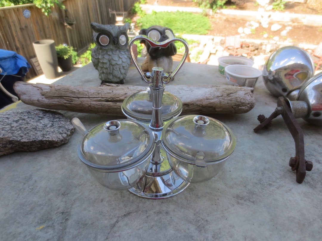 Vintage Fun Retro 3 Holder Revolving Condiment Serving Server Tray ...