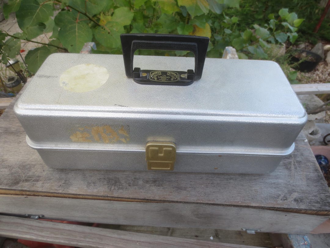 Vintage Hard to Find UMCO Aluminum 3 Tray and Reel Holder Fishing Tackle Box Made in the USA ...