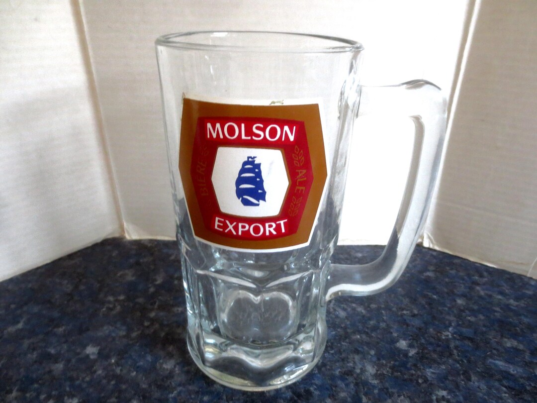 Vintage Large Tall Thick Heavy Glass Molson Export Ale Beer Stein Mug ...
