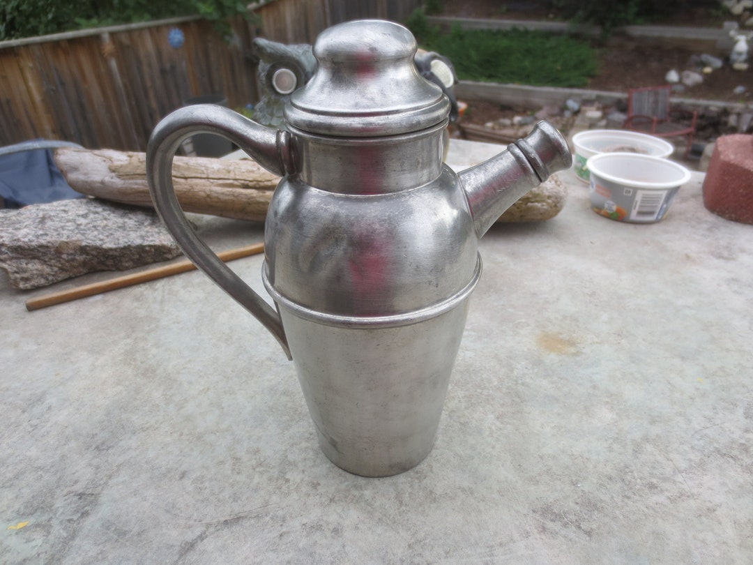 Vintage Federal Solid Pewter Pre-war Era Handle Cocktail Shaker and ...