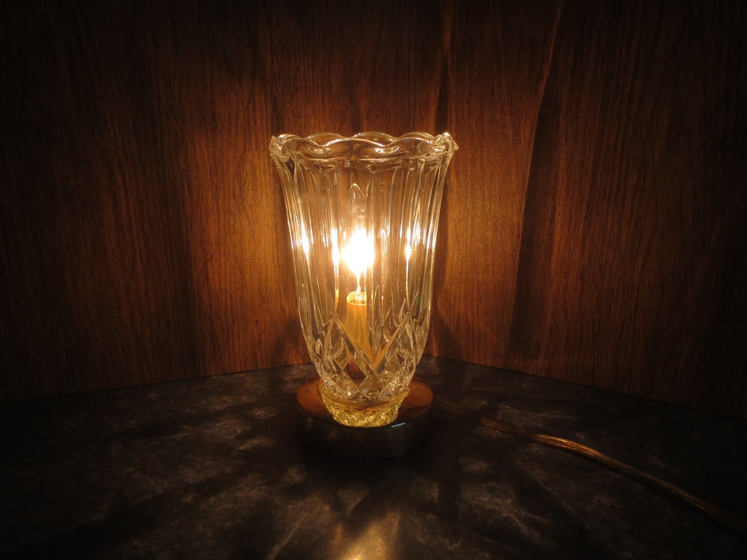Vintage Mid Century Crystal Glass Facet Cut Glass Vase Chandelier Bulb ...