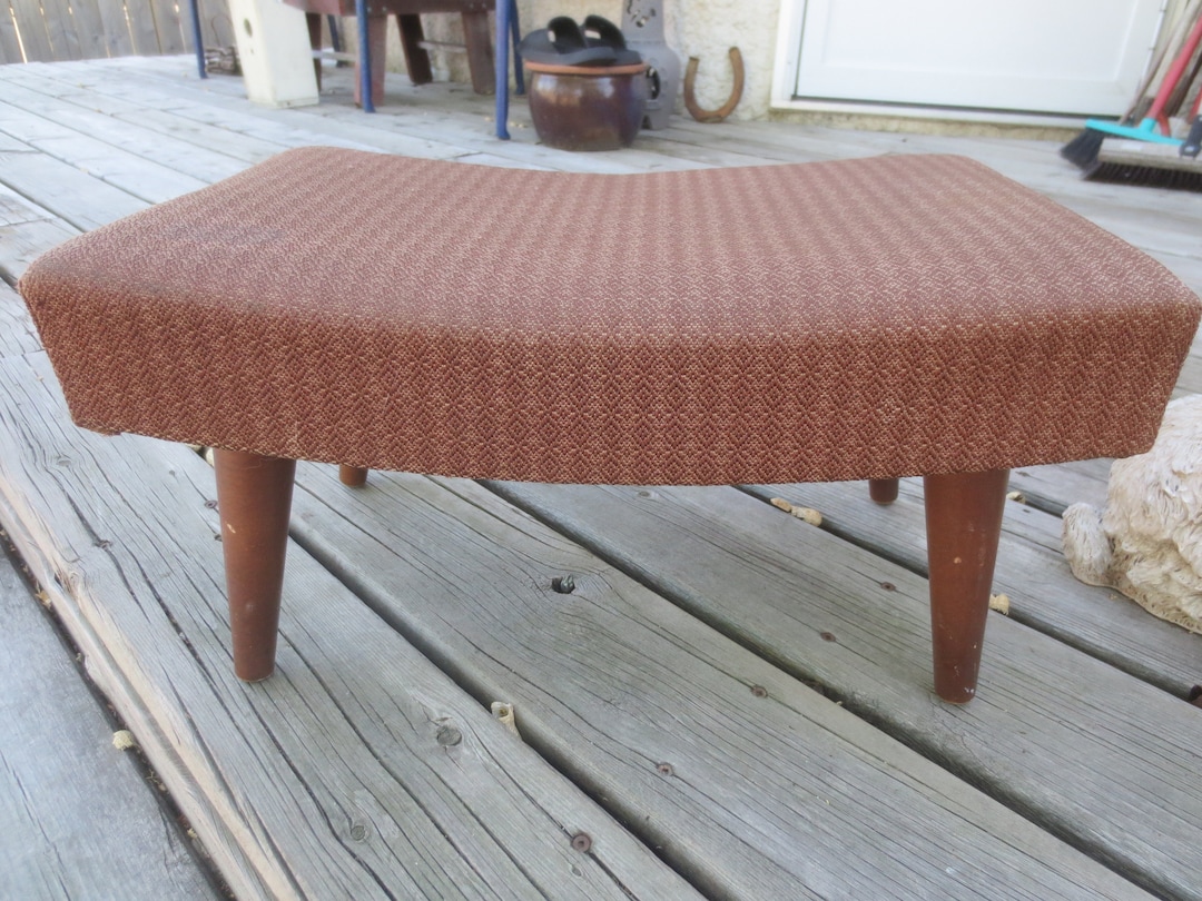 Vintage Mid Century Atomic Age Curved Foot Stool Ottoman Foot Rest With ...