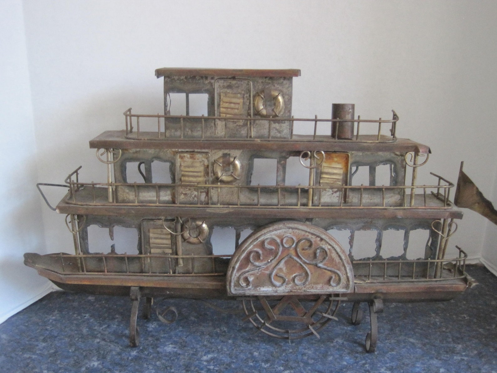 Vintage Copper Tin Paddle Wheel Steam Boat Artisan Artistic Custom ...