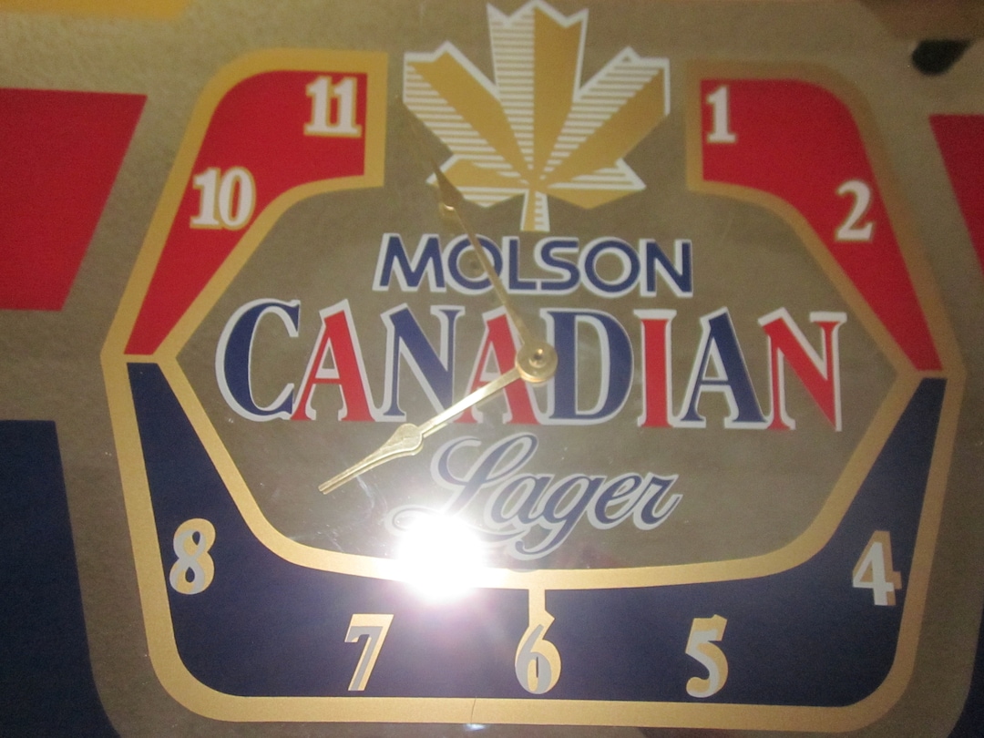 Vintage Molson Canadian Lager Bar Room Clock Advertising Promotional ...