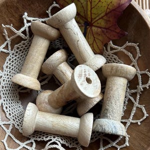 Wooden Spool Thread Lot of 6 / Vintage Sewing Notions / Craft Repurpose ...