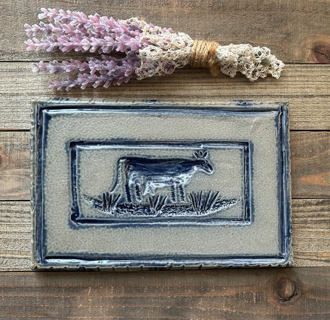 1992 Rowe Pottery Works Salt Glazed Wall Decor / Rowe Pottery Cow ...