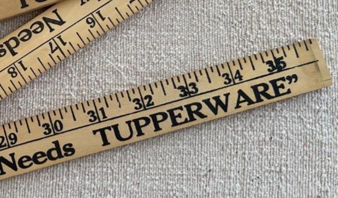 Vintage Tupperware Folding Ruler / Wood Yardstick / Advertising ...