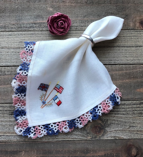 Antique French/British/American Flag Handkerchief / T… - Gem