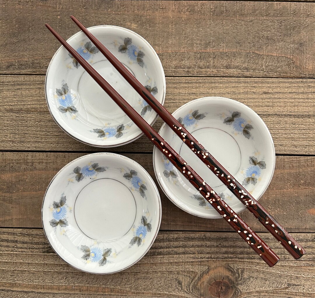 Vintage Asian Porcelain Dipping Plate Set / Japanese Serving ...