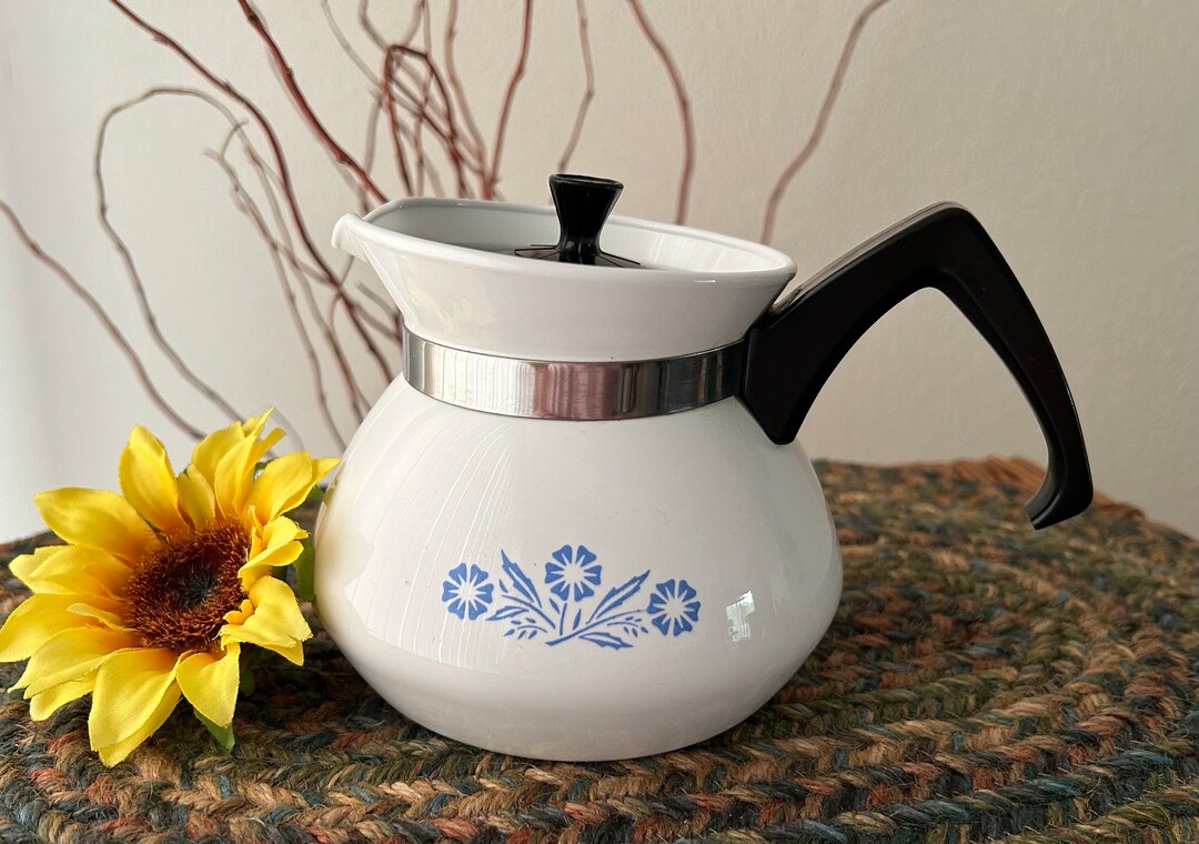 Vintage Corning Ware 3 Cup Teapot / Loose Leaf Teapot / Blue Cornflower ...