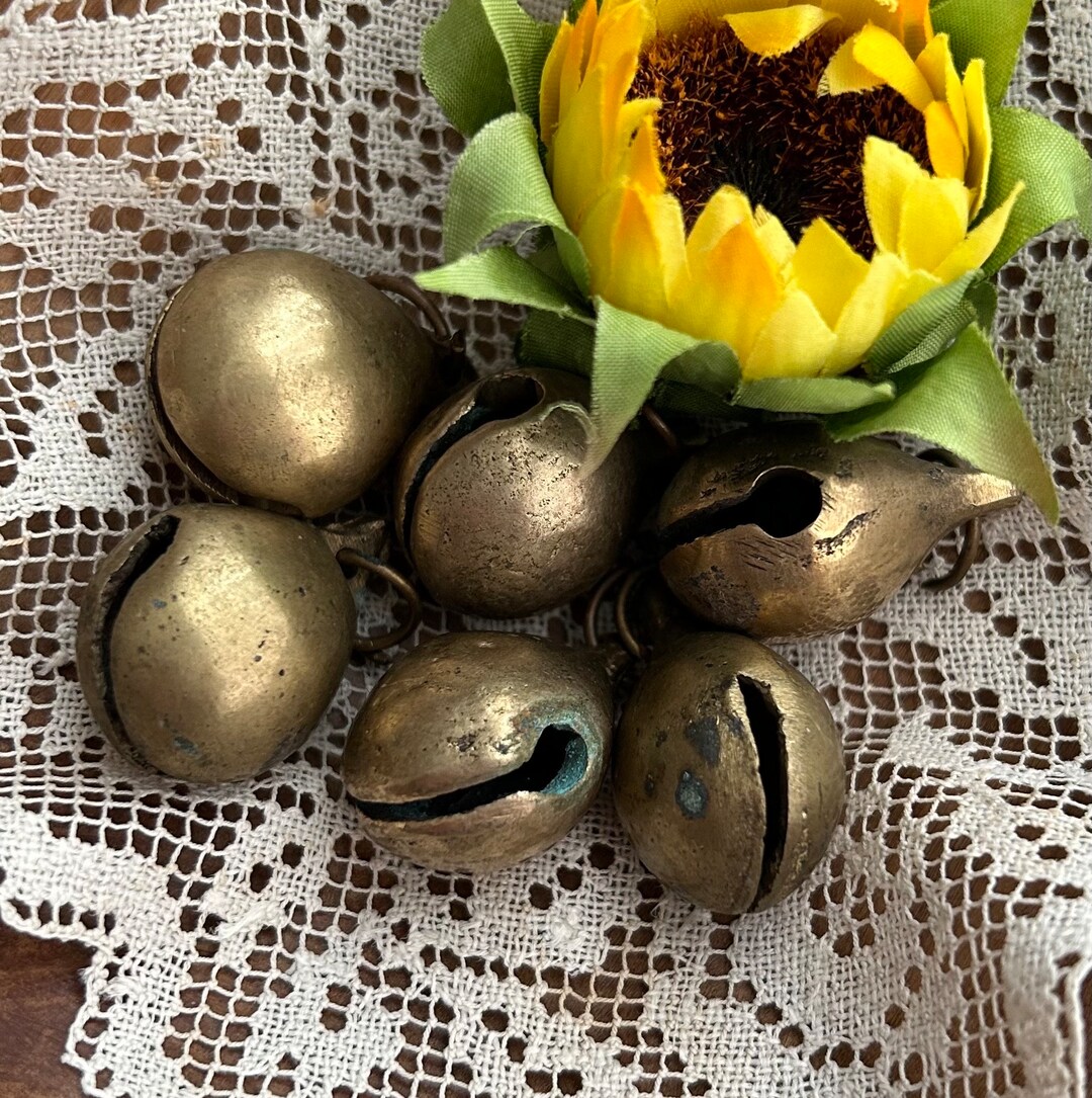 Vintage India Brass Bell Lot / Clam Brass Bell Garland / India Costume ...