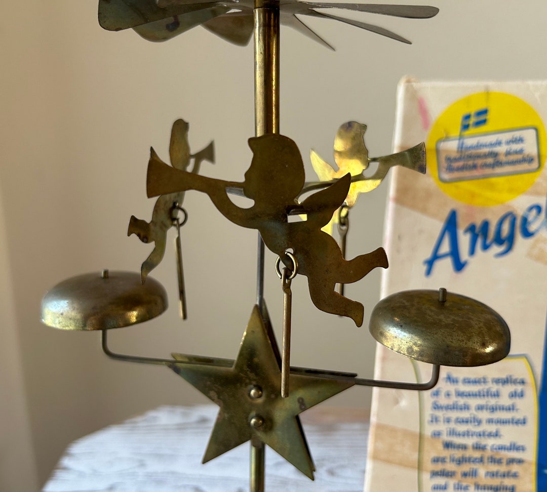 Antique Swedish Brass Angel Chime Candleholder/ Scandinavian Angel ...