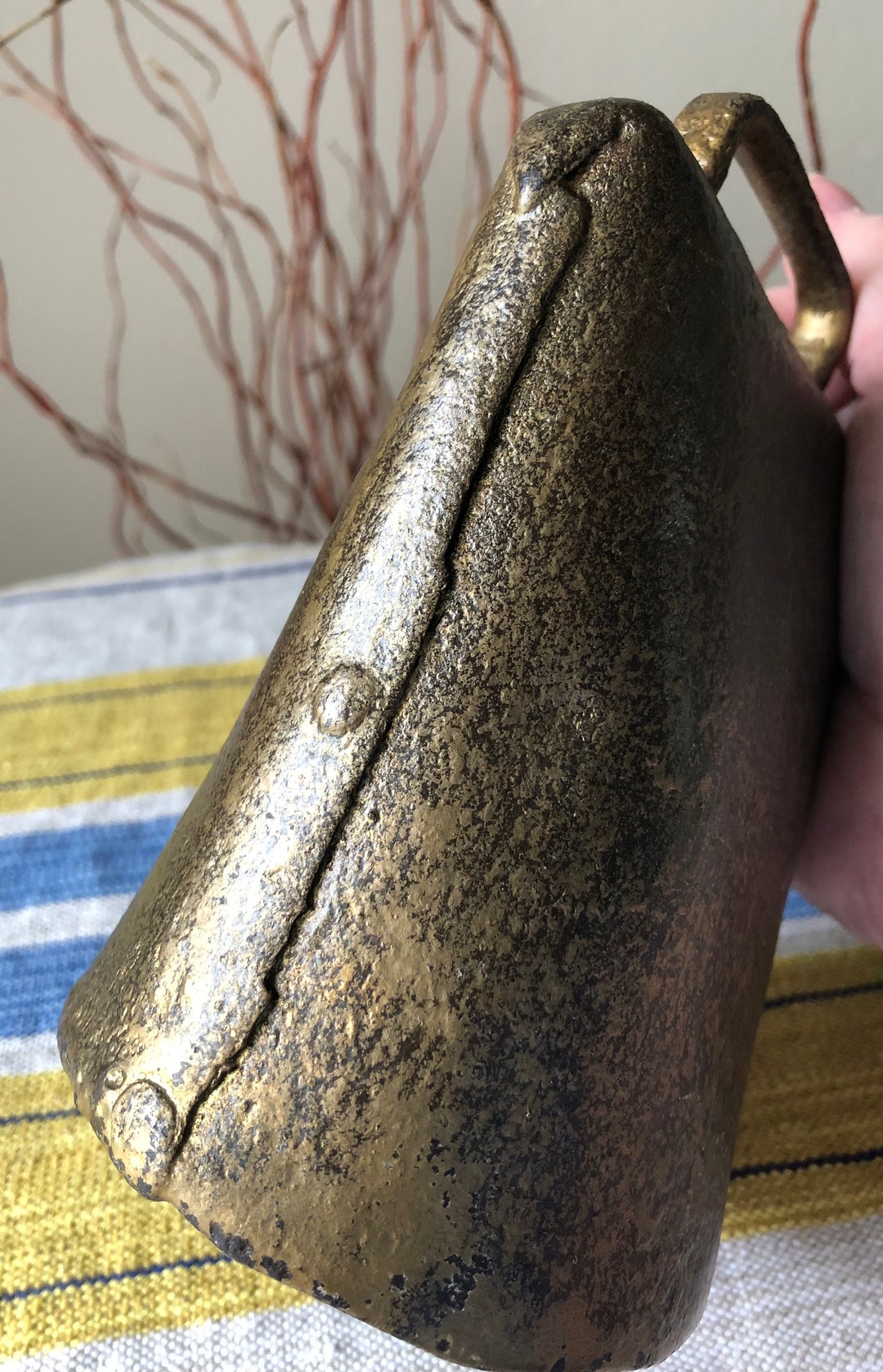 Antique Cast Iron Cow Collar Bell / Vintage Farm Decor / Riveted Animal ...