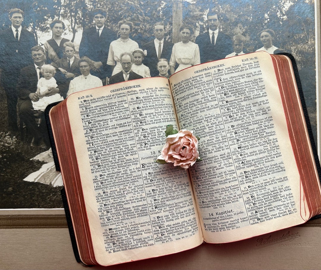 1914 Swedish Bible / Antique Leather Cover Bible / Scandinavian Bibeln ...