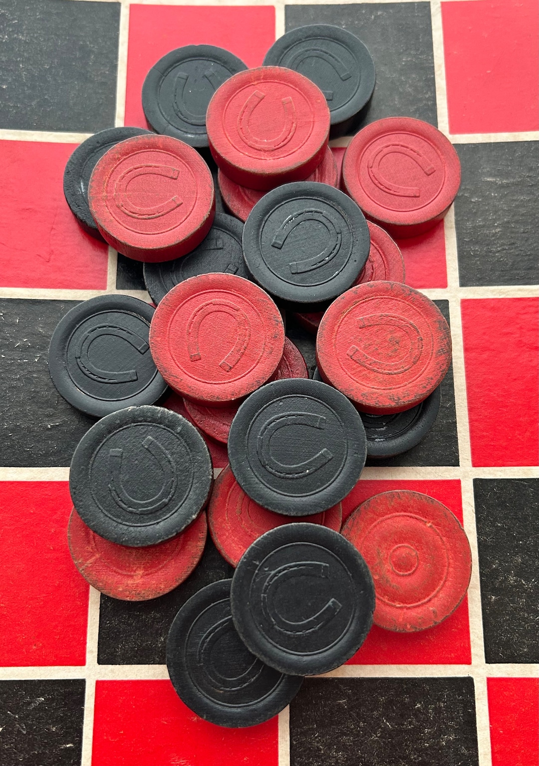 Vintage Wood Checkers Game Replacement Pieces / Vintage Game Pieces ...